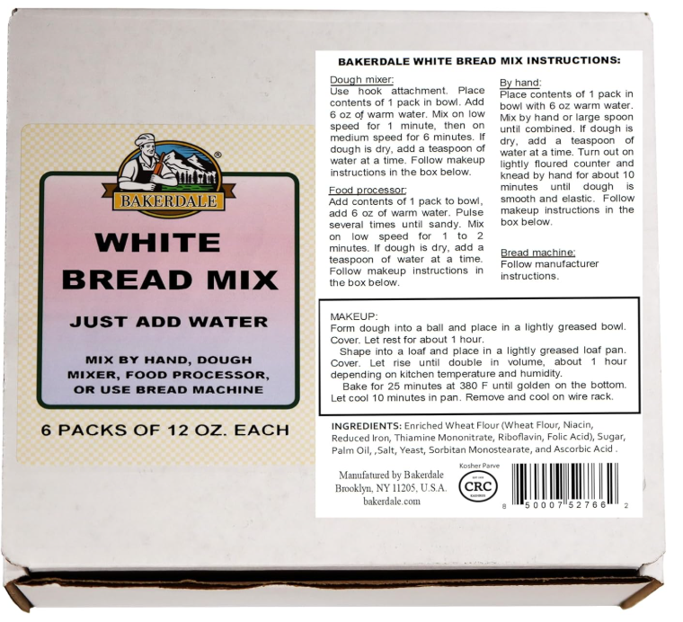 Bakerdale White bread mix instructions